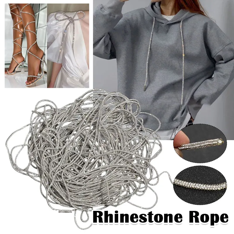 5/10/20yards Rhinestone Rope Glitter Crystal Tube Cord Shiny Round Rope ...