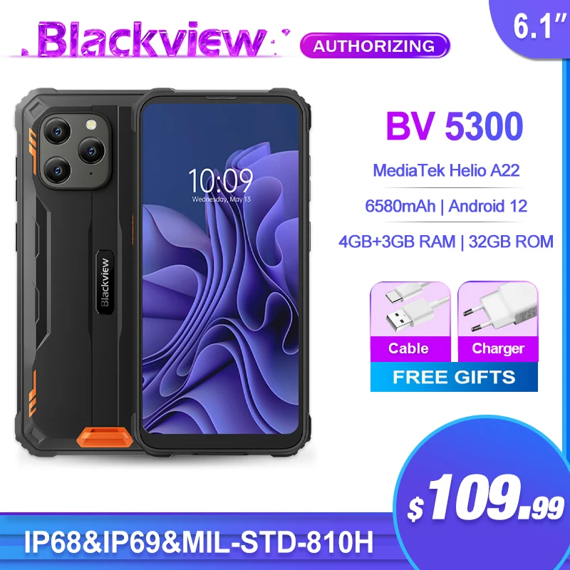 Blackview-BV5300-Rugged-Phone-IP68-Waterproof-SmartPhone-4GB-RAM-32GB-ROM-Android-12-Mobile ...