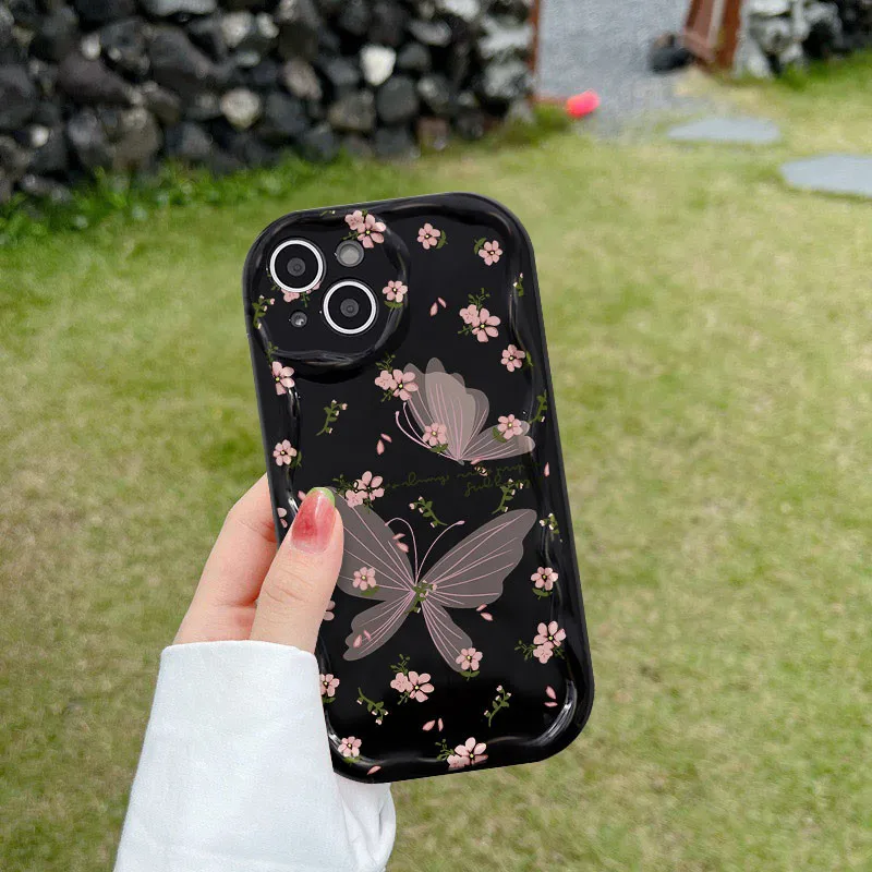 Floral Wave Butterfly Design Protective Case for A17 (S11731)