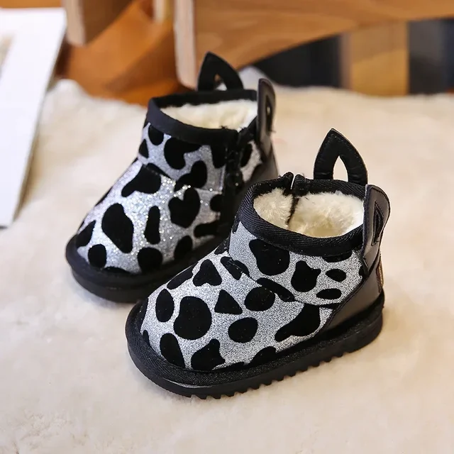 Girl Boot Bling Leopard Snow Boot Cute Ears Toddler Child Shoe for Boy ...