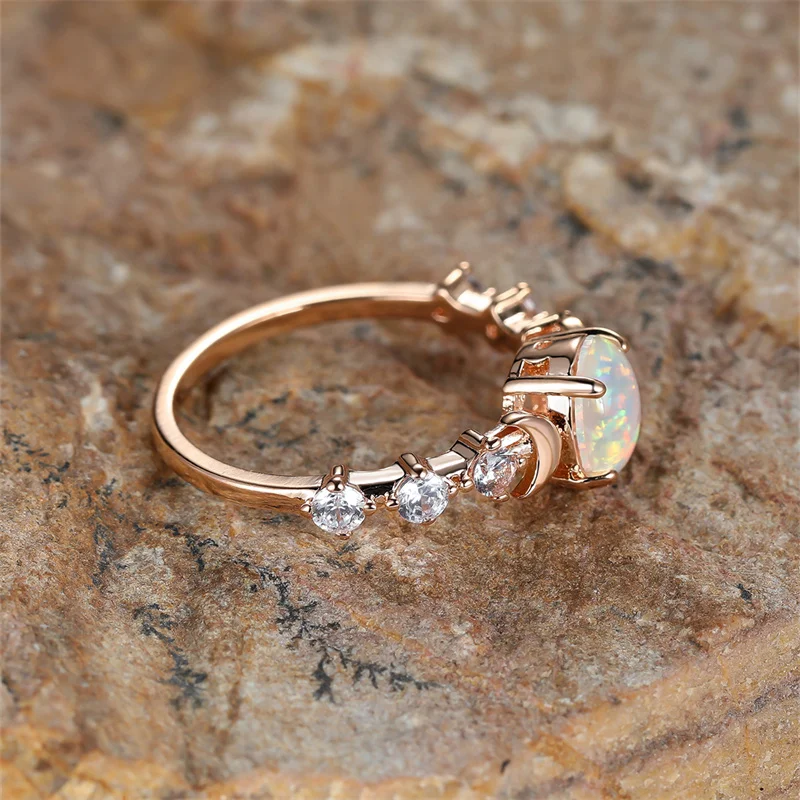 White Fire Opal Engagement Rings