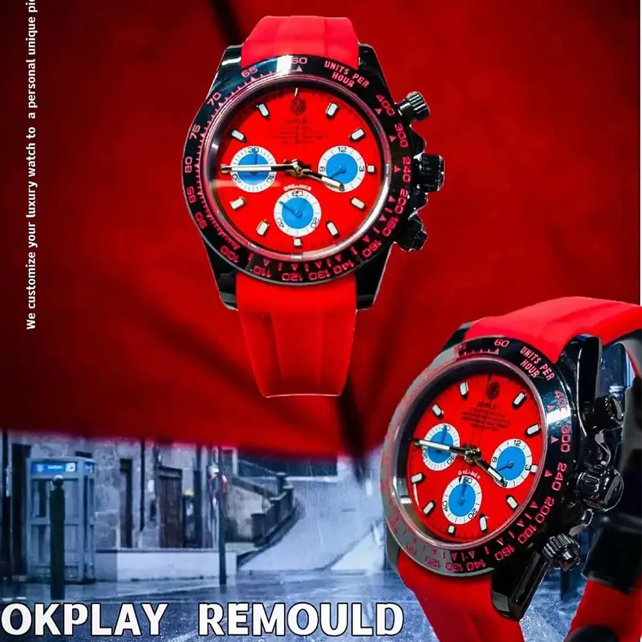 OKPLAY-Men-Chronograph-Watch-39-5mm-Modified-Customized-Quartz-Wristwatch-Sapphire-100M ...