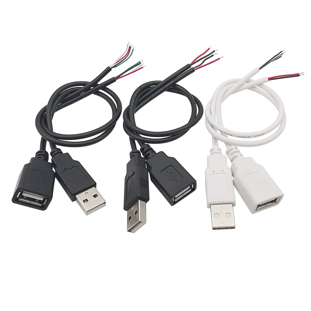 0.3m/1m/2m 5V USB Power Supply Cable 2/4 Pin USB 2.0 Type A Male Plug ...