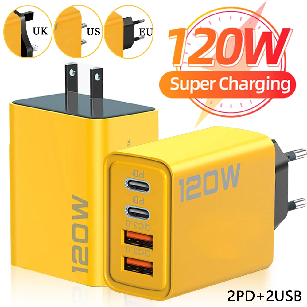 Chargeur-de-t-l-phone-portable-charge-rapide-4-ports-120W-QC-3-0-USB ...