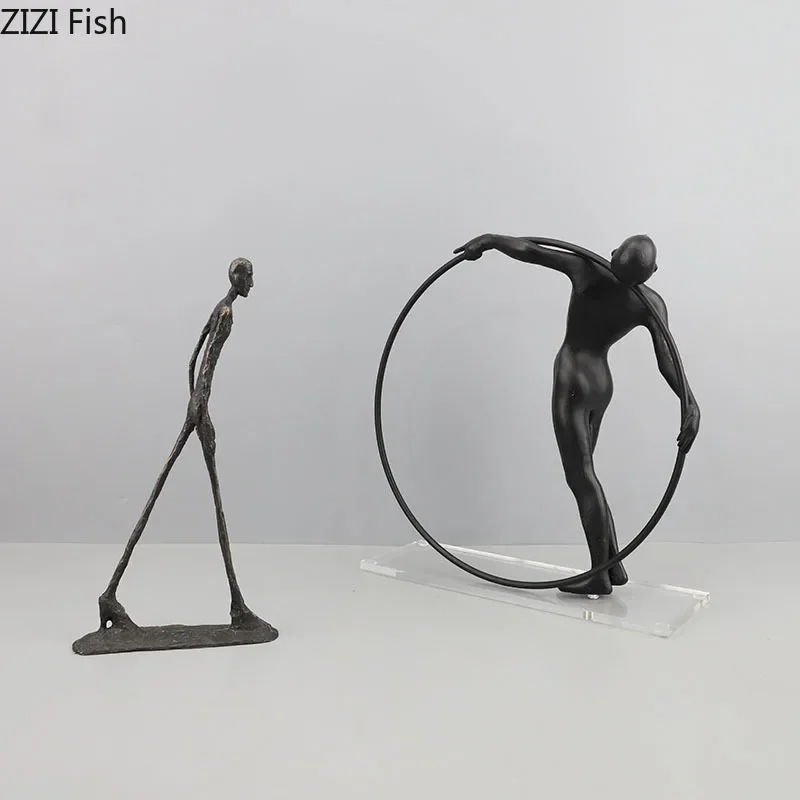 Metal Cast Iron Acrobatics Characters Statue Desk Decoration ...