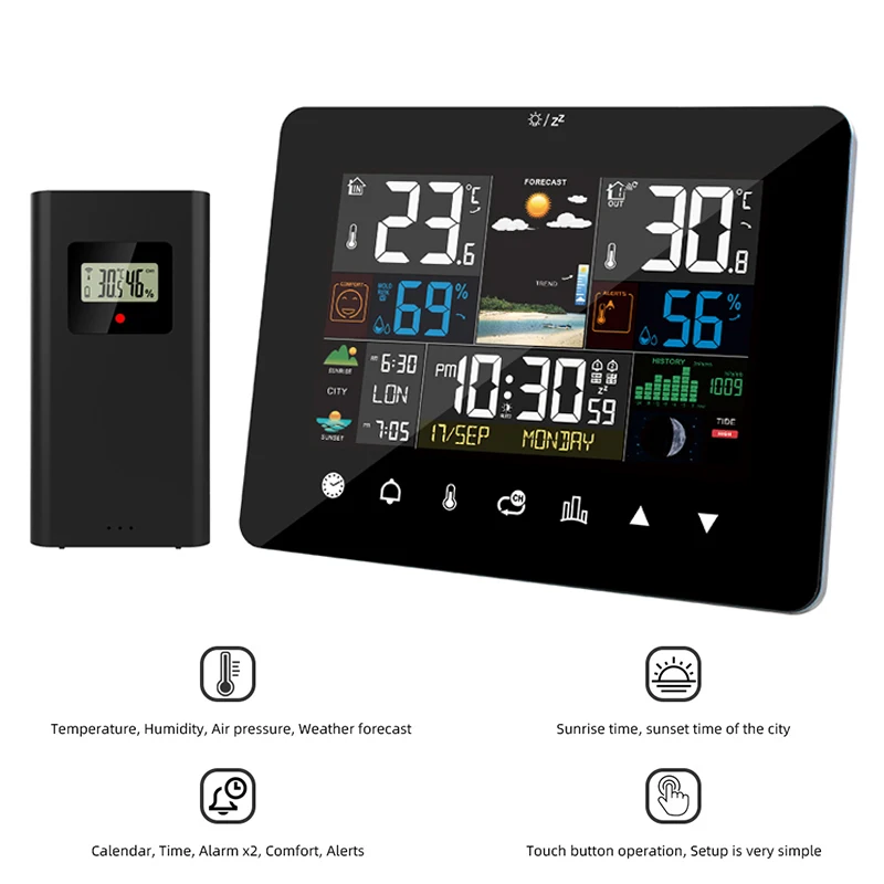 Alarm Clock Weather Station Temperature Sensor With Digital Screen ...