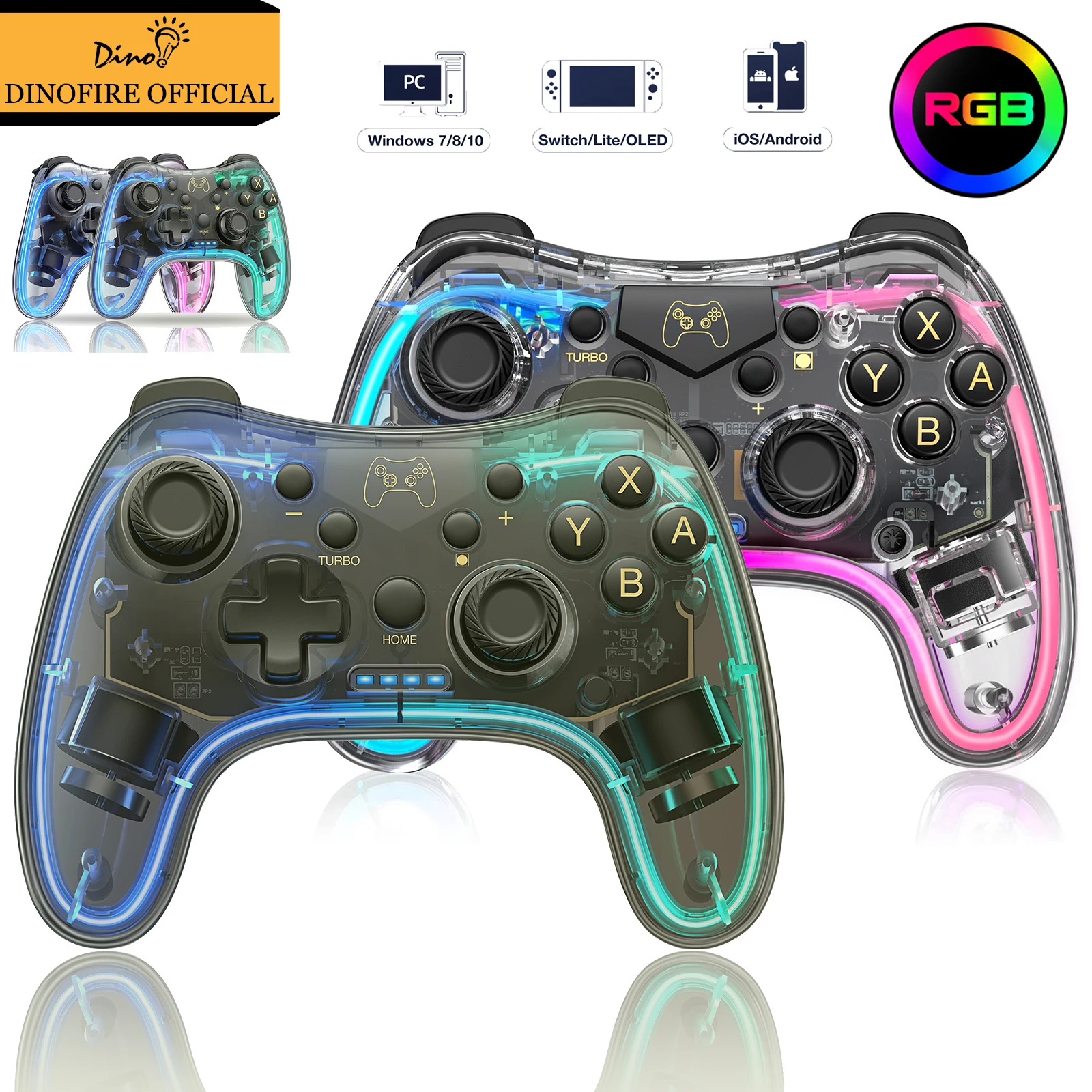 Dinofire-Transparent-Wireless-Controller-for-Nintendo-Switch-Game-IOS-ANDROID-PC-Multi-Platform ...