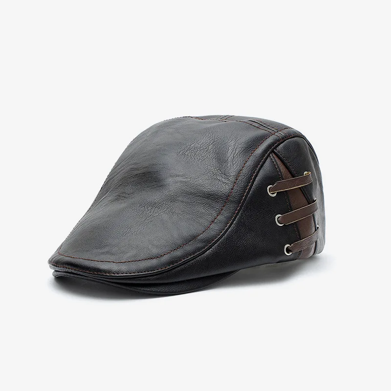 Men Retro Pu Leather Newsboy Caps JAMONT labeling British Painters Hats ...