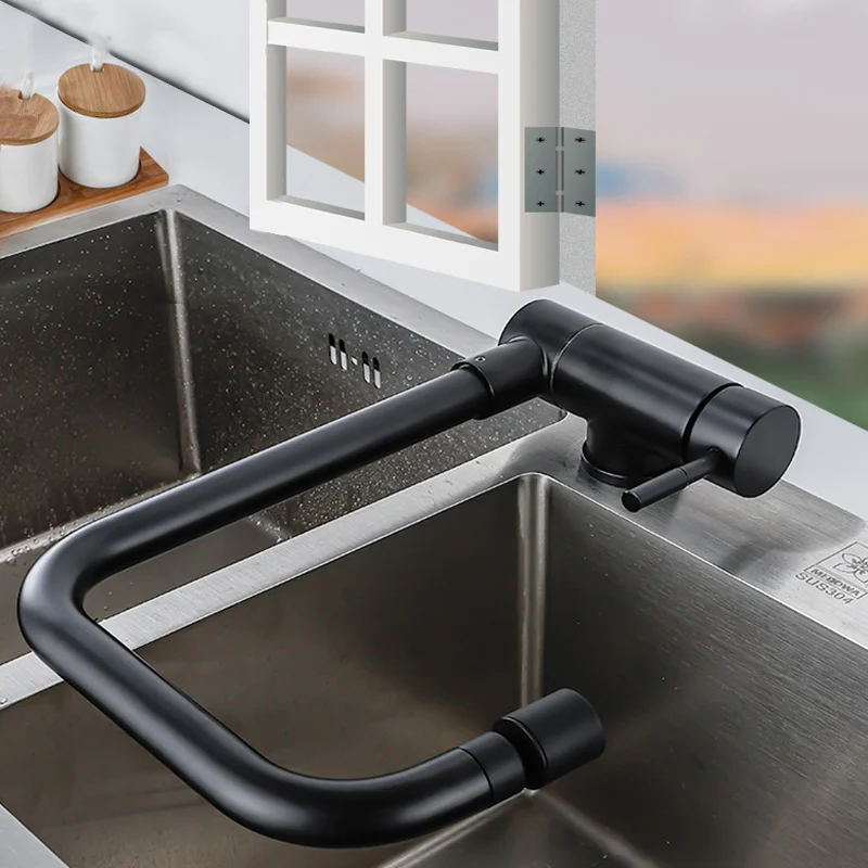 304 Stainless Steel Foldable Kitchen Faucet - 360° Swivel Sink Tap with ...