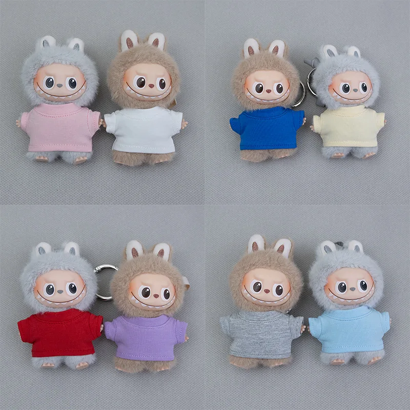 Mini Labubu Clothing Solid color T-shirt Tops For 10cm Labubu V4 The ...