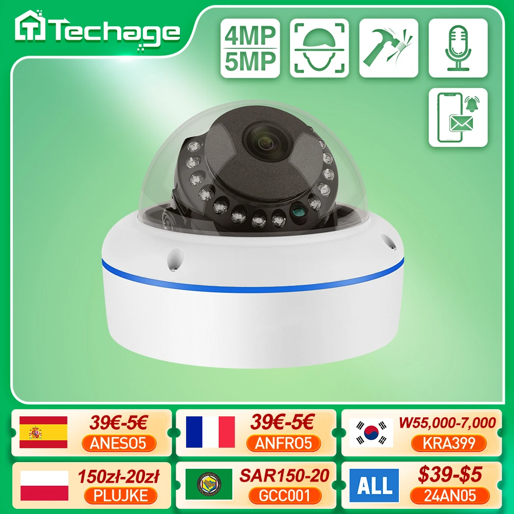Techage-H-265-4MP-5MP-Indoor-Dome-POE-Camera-One-way-Audio-Metal ...