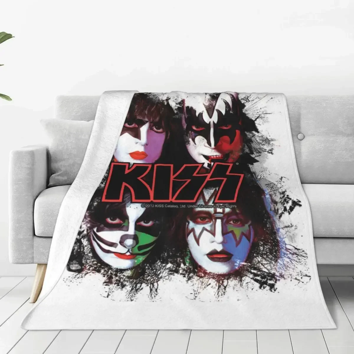 Kiss-Music-Band-Flannel-Blankets-Quality-Soft-Warm-Members-Faces-Throw ...
