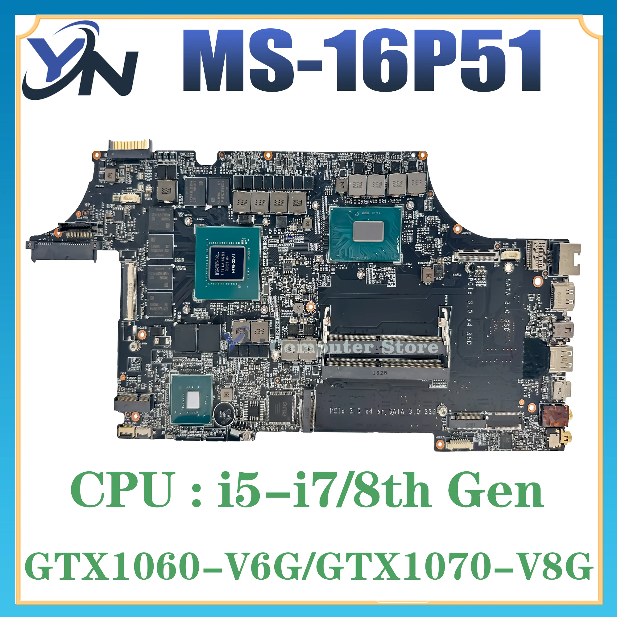 MS 16P51 Notebook Mainboard For MSI MS 16P5 GE63 Laptop Motherboard W i5 i7/8th Gen GTX1050Ti ...