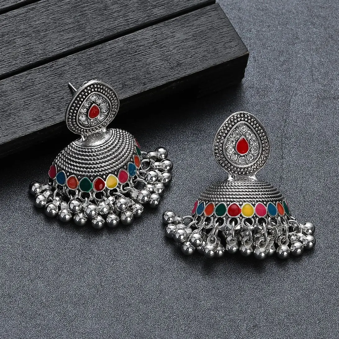 Ethnic-Retro-Silver-Color-Jhumka-Indian-Earrings-Femmes-2024-Luxury ...