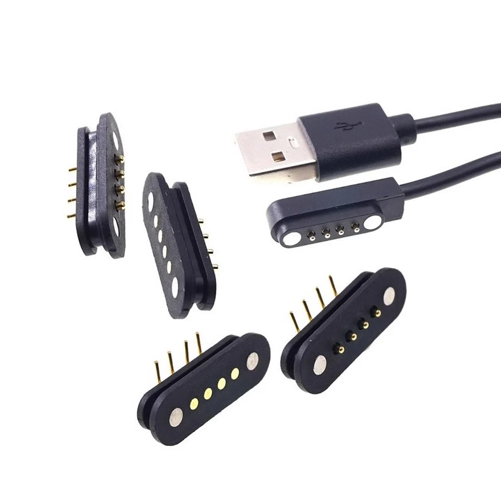 1-Set-Magnetic-Pogo-Pin-Charger-4-Pin-Charging-Data-Transfer-Male-and ...