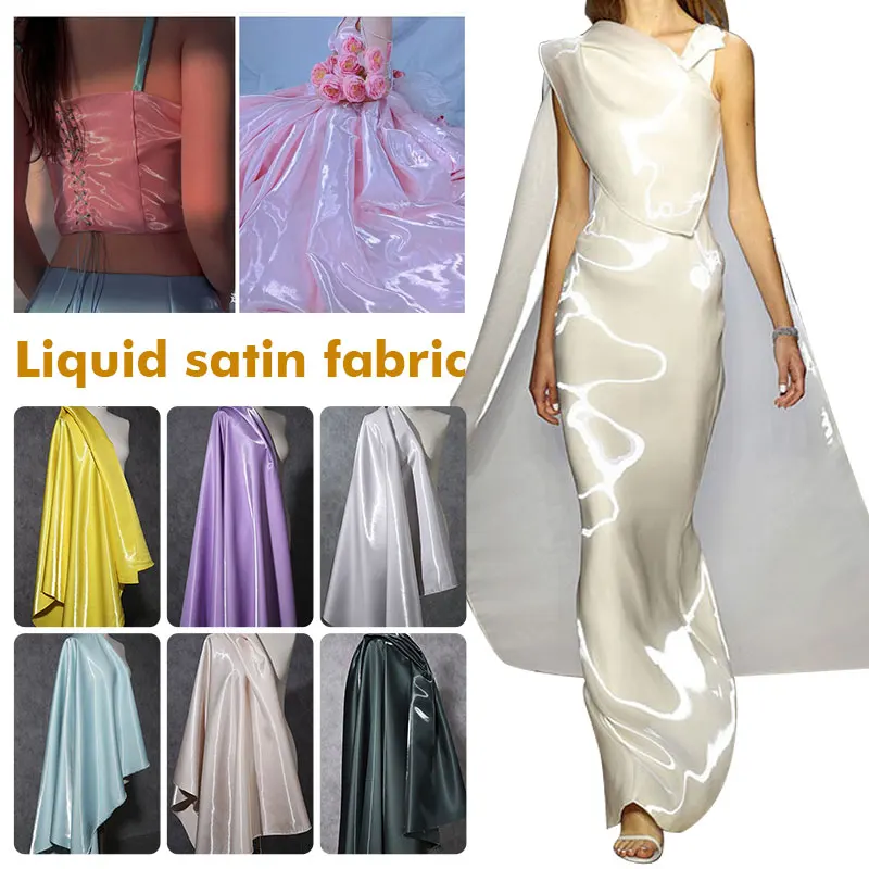 150cm-Wide-Luxury-Glossy-Metallic-Liquid-Satin-Fabric-Galaxy-Shiny-Fine ...