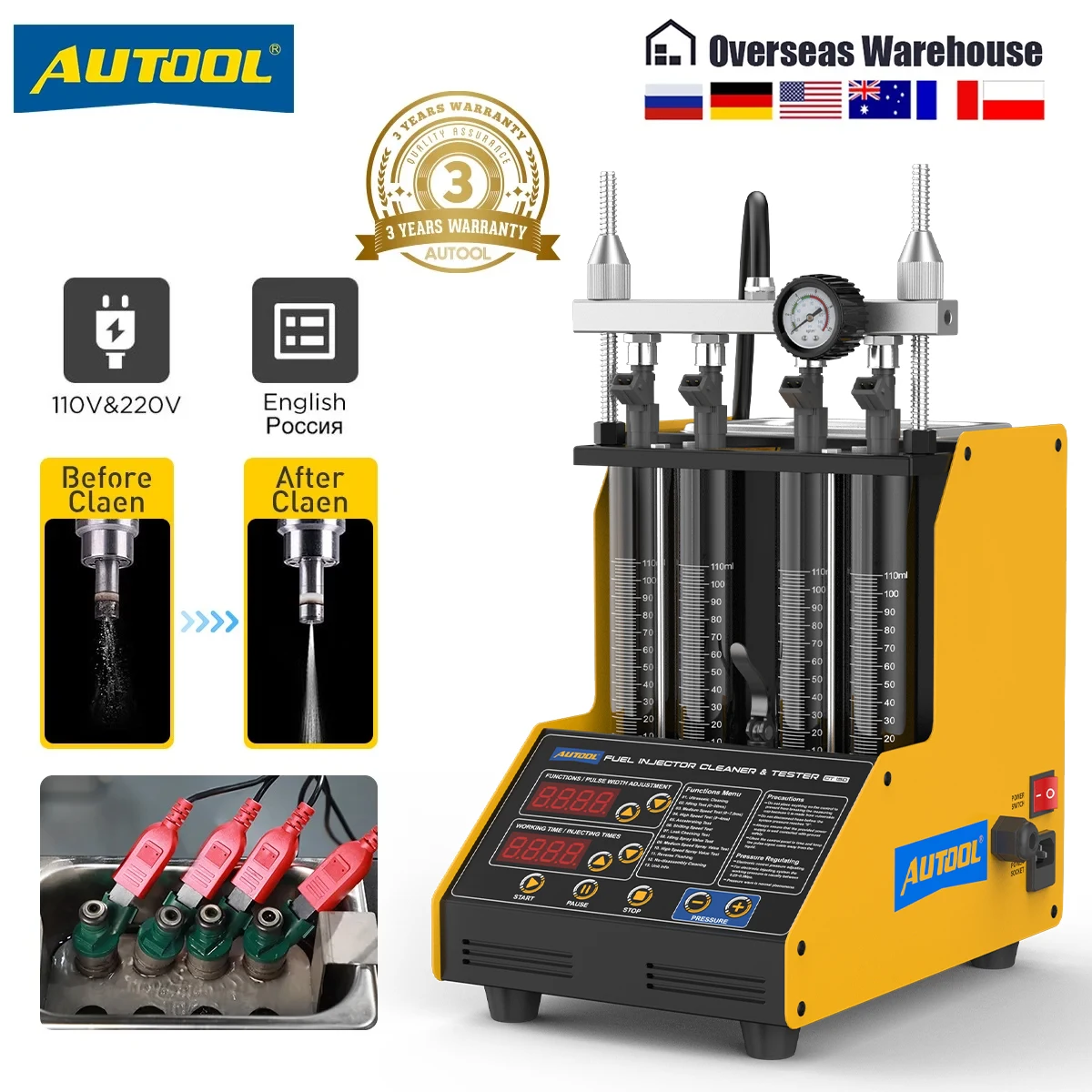 AUTOOL-CT150-Car-Fuel-Injector-Tester-Cleaning-Machine-Injector-Cleaner ...