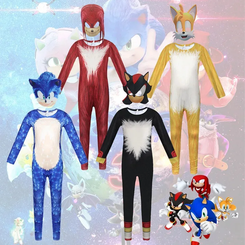 Sonic Costume Kids Miles Prower Knuckles Shadow Hedgehog Jumpsuit Anime ...