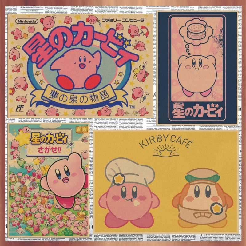 Carteles Vintage de Kirby Games, figuras de Anime, dibujos animados ...