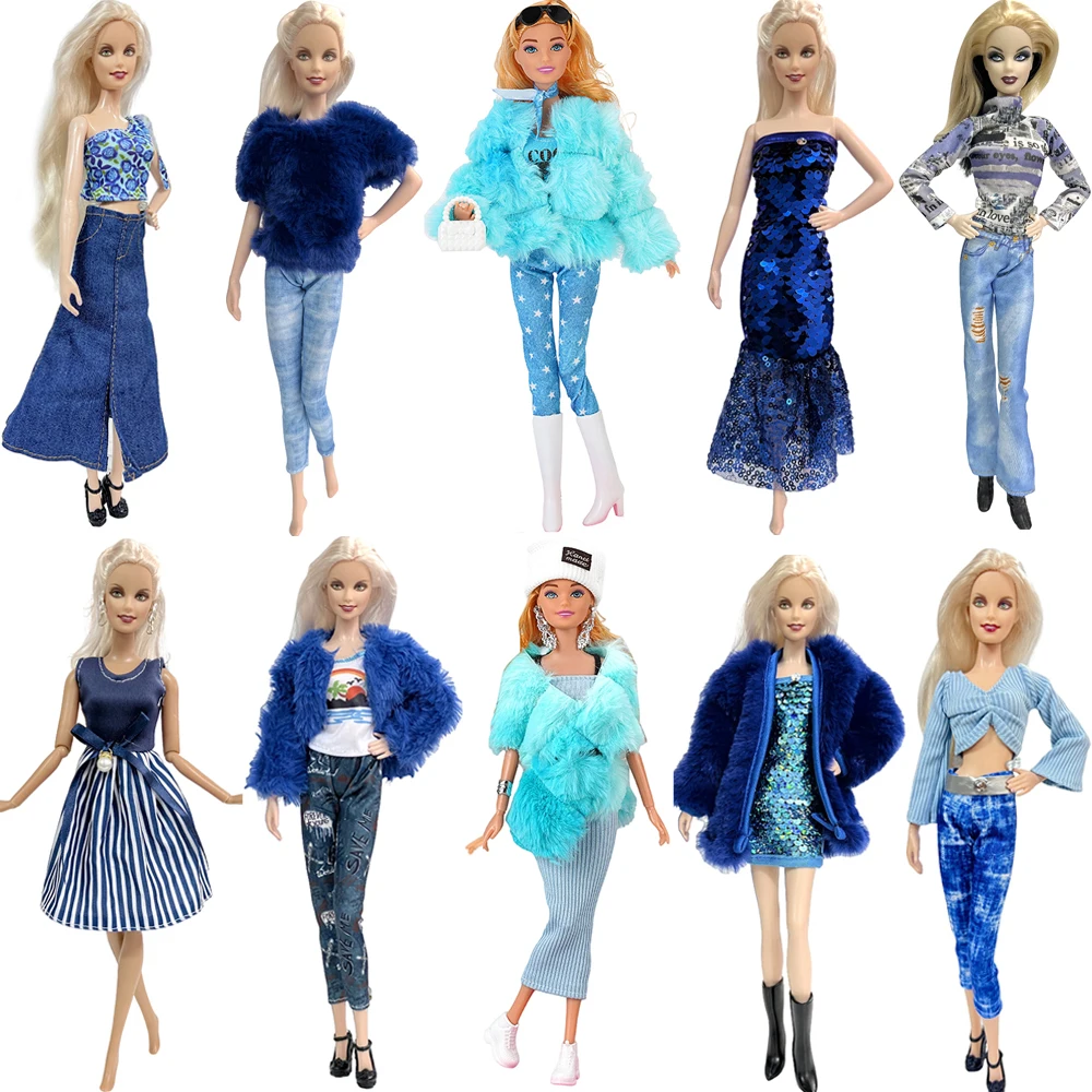 NK-Official-1-Set-Clothes-Blue-Plush-Overcoat-Outfit-Princess-Dress ...