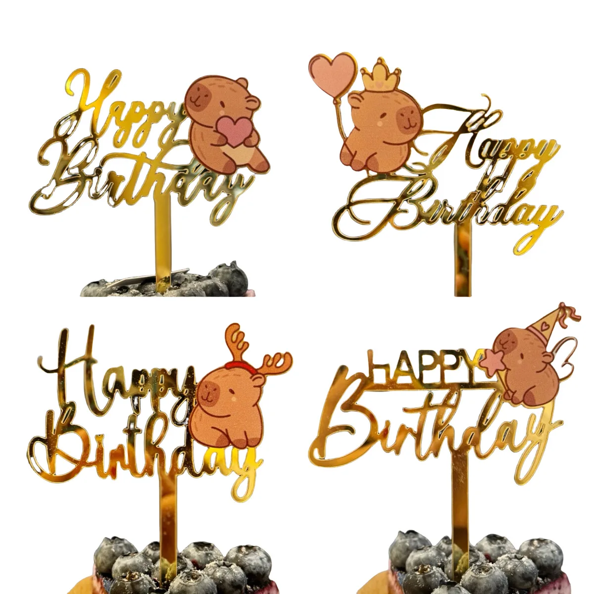 Capybara Cake Topper Acrylic Cartoon Animal Birthday Party Decoration ...