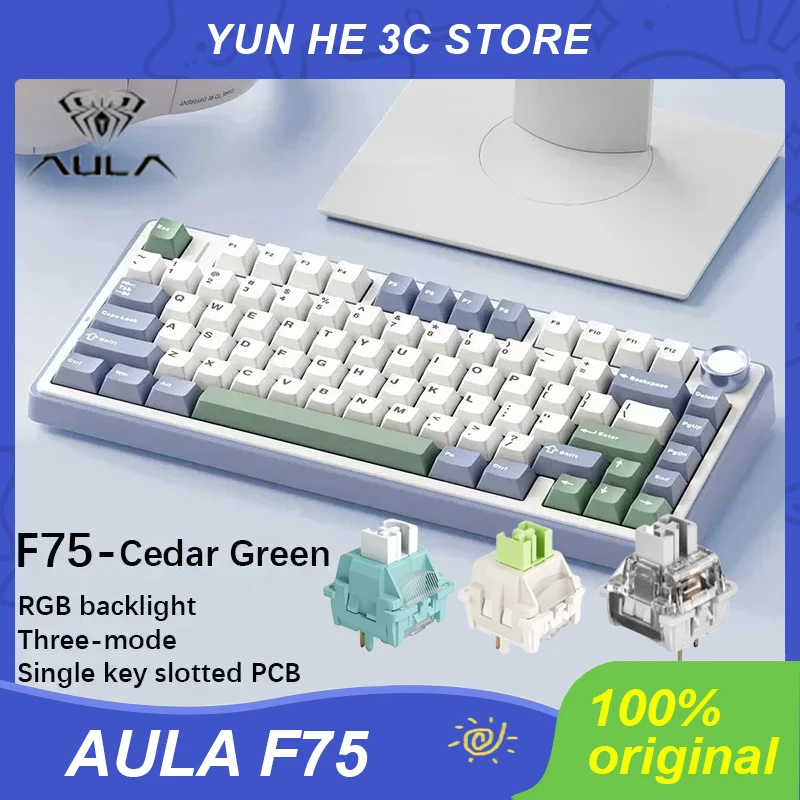 AULA-F75-Mechanical-Keyboard-2-4G-Wireless-Bluetooth-Wired-RGB-PBT-75 ...