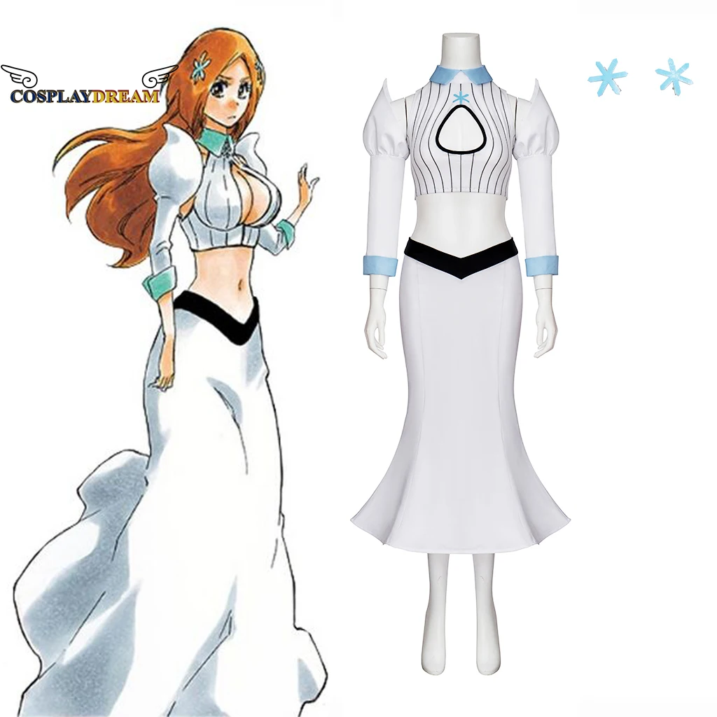 Disfraz-de-Cosplay-de-Anime-Bleach-Inoue-Orihime-traje-de-falda-de ...