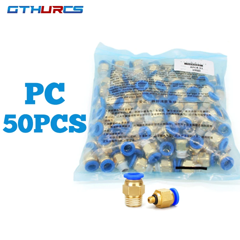 50 pcs Pneumatic Fittings PC Air Quick Connector PC4-M5 PC6-01 PC6 1/8 ...