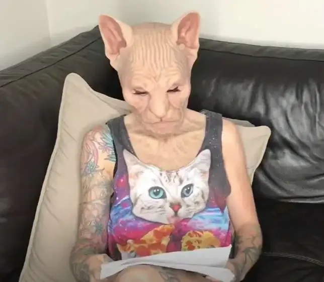 New-Hairless-Cat-Mask-Adult-Animal-Full-Head-Mask-Horror-Cat-Demon-Face ...