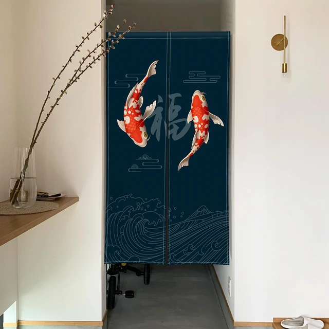 Japanese Split Noren Door Curtain Chinese Koi Lanturn Plant Linen ...
