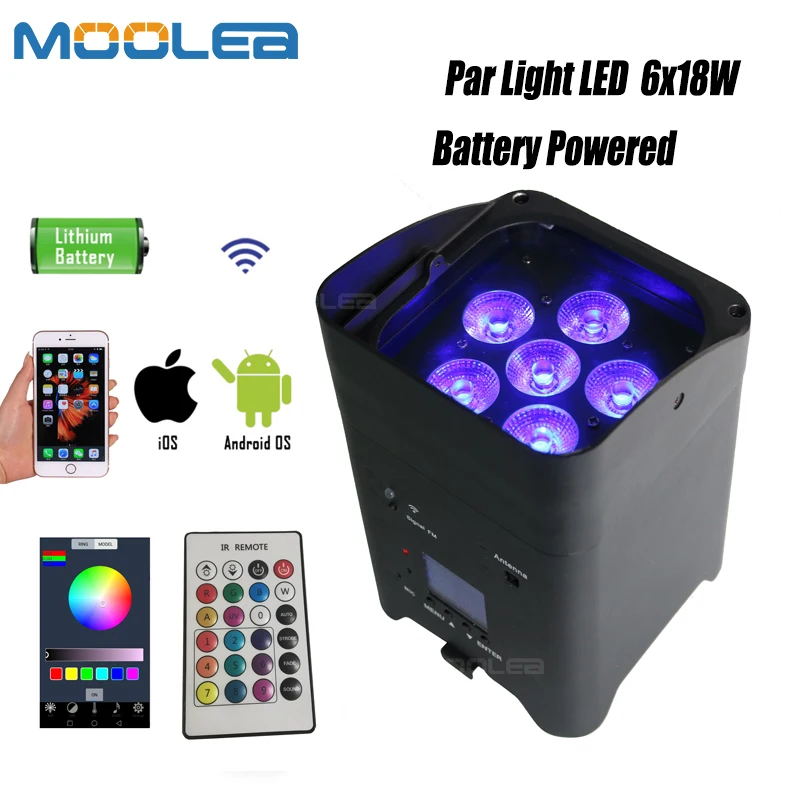 1-24-Lights-With-Case-Battery-Par-Can-LED-Uplight-6x18w-RGBWAUV-Led ...