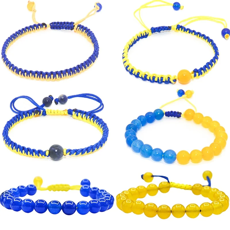 Ukraine-Flag-Lucky-Bracelets-Quartz-Beads-Heart-Charm-Braid-Rope-Men ...