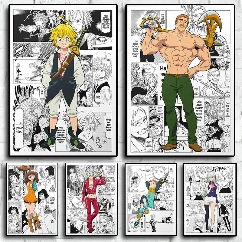 Japan Anime Figure The Seven Deadly Sins Poster Aesthetic Canvas ...