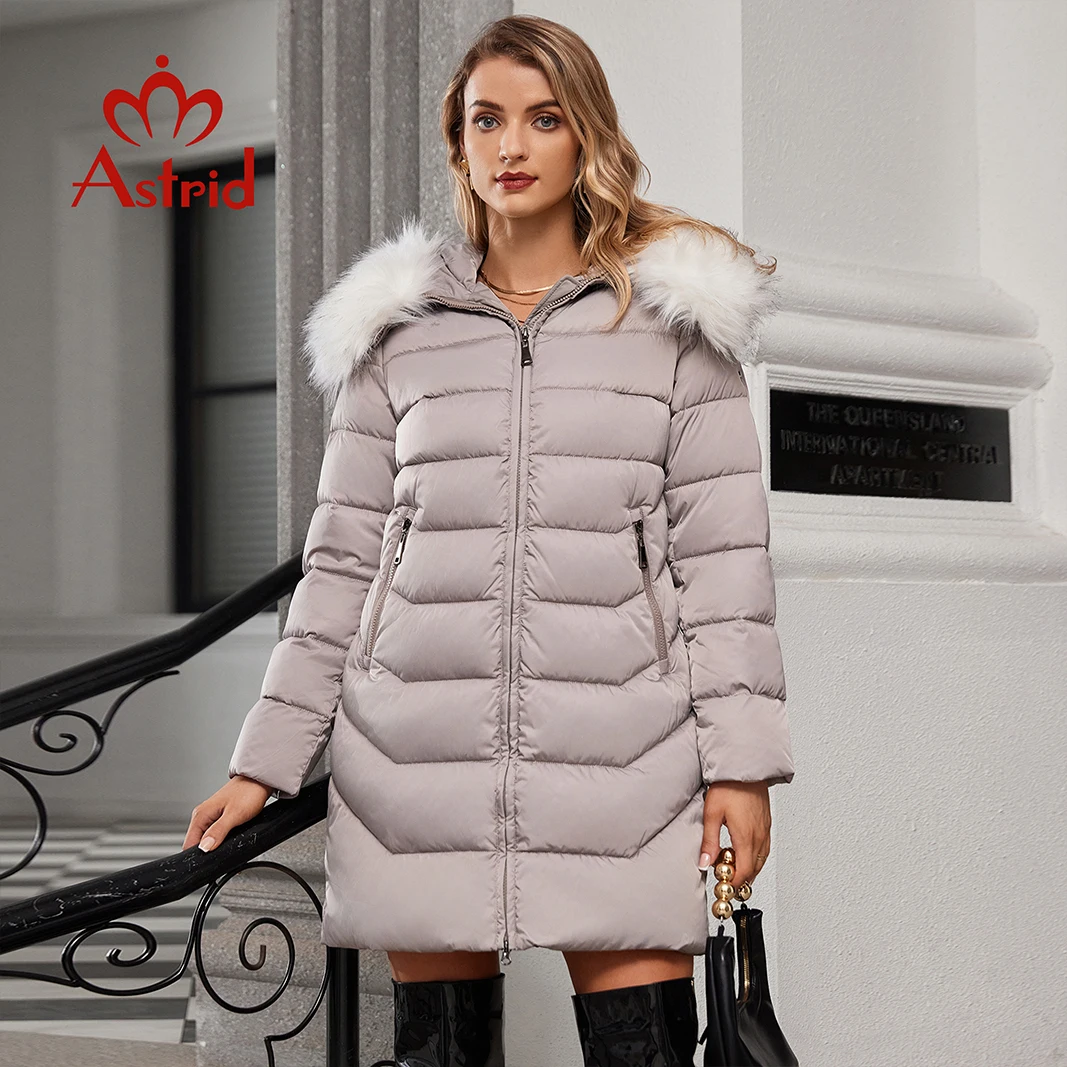 Astrid Winter Women Parka Big Fur Collar Hood Thick Warm Cotton ...
