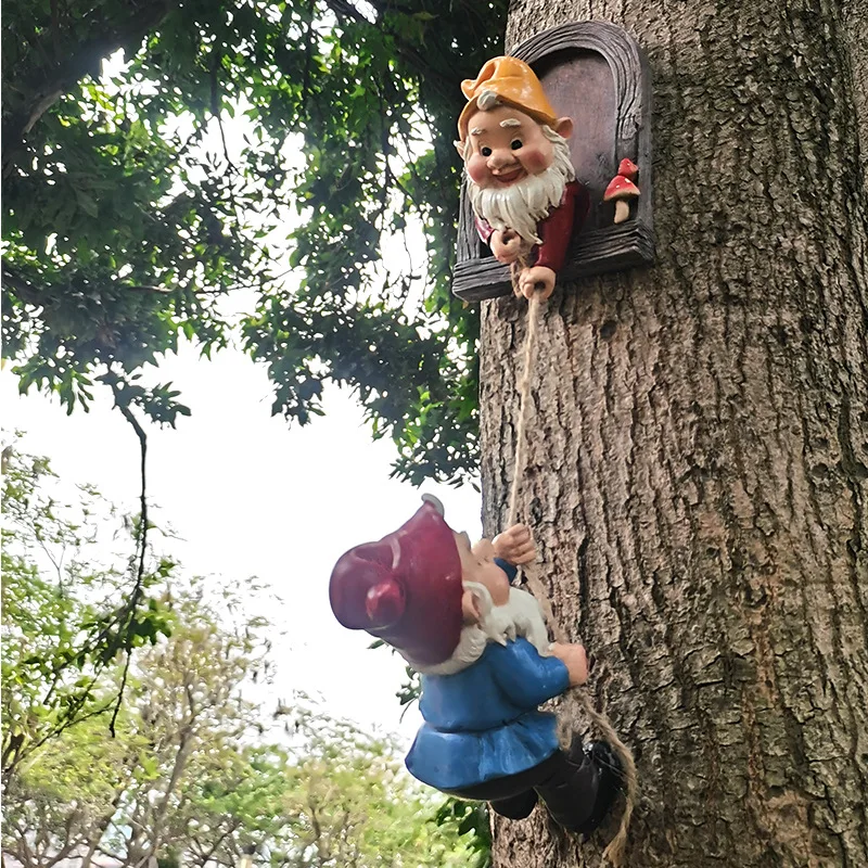 Gnome-Dwarf-Climbing-Rope-Sculptures-And-Figurines-Resin-Crafts-Elf ...
