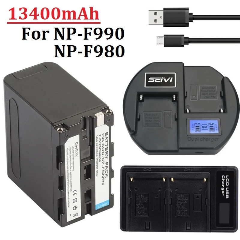 Bater-a-de-NP-F990-de-13400mAh-NP-F970-F960-F970-cargadores-LCD-de-dos ...