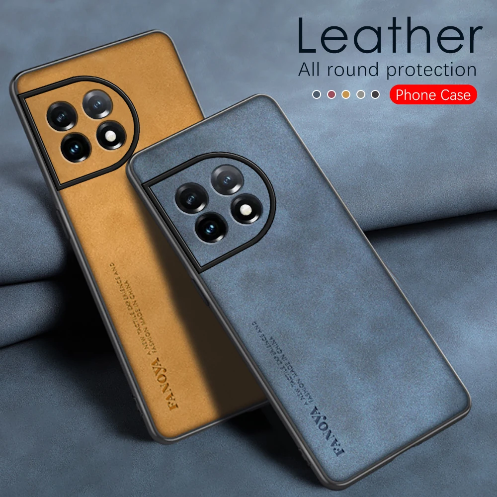 For-OnePlus-11-5G-Case-Lambskin-Leather-Soft-Silicone-Back-Cover-One ...