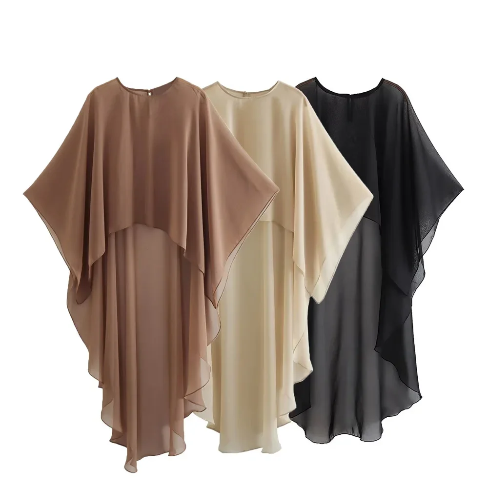 BWQ Summer New Women's Wear with Sunscreen Loose Round Neck Asymmetric ...