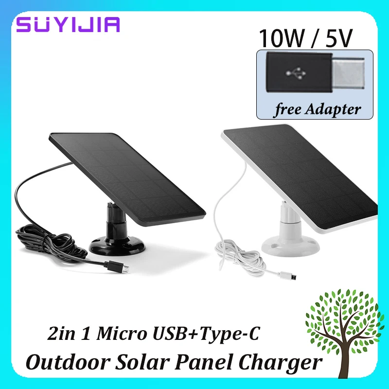 NEW-10W-5V-Solar-Panel-Outdoor-Solar-Cells-Charger-Micro-USB-Type-C-2 ...