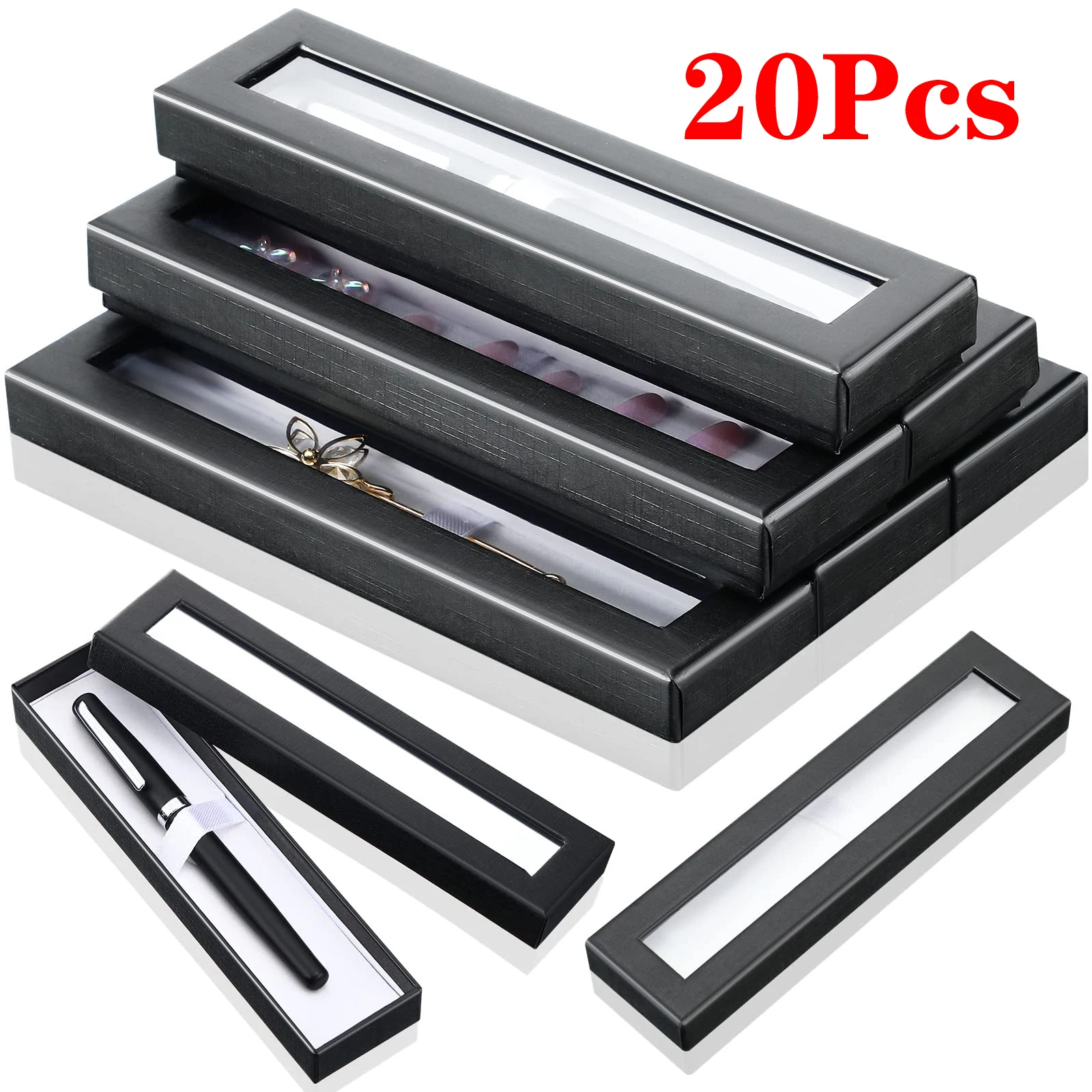 20pcs Empty Pen Boxes Gift Pen Cases Cardboard Case with Clear Window ...