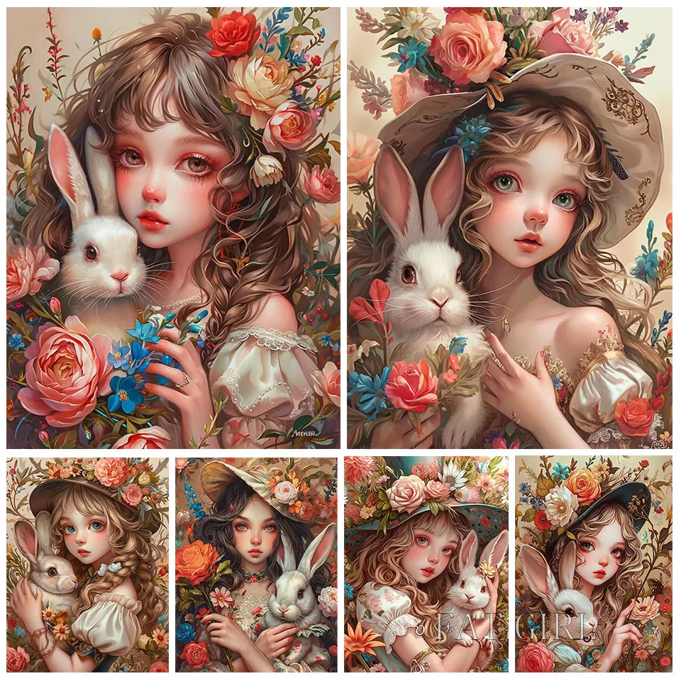 Diy-Mosaic-Art-Wonderland-Girl-and-Rabbit-Diamond-Painting-Full ...