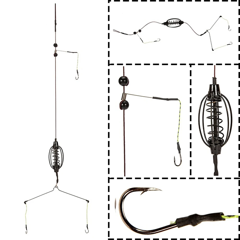 1pc Bait Carp Fishing Feeder Fishing Baits Cages Hooks Rig Set Inline ...