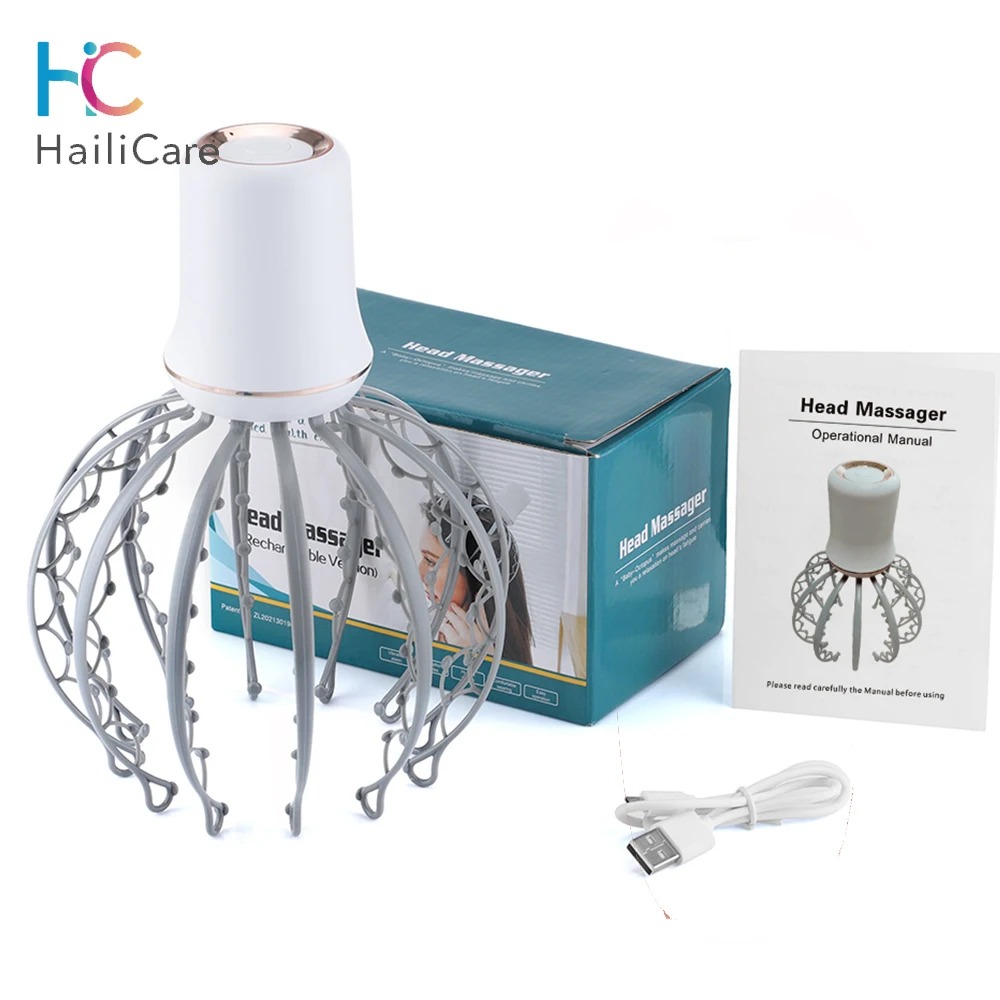Electric Octopus Head Massager Vibration Massage Detachable 12 Massage ...
