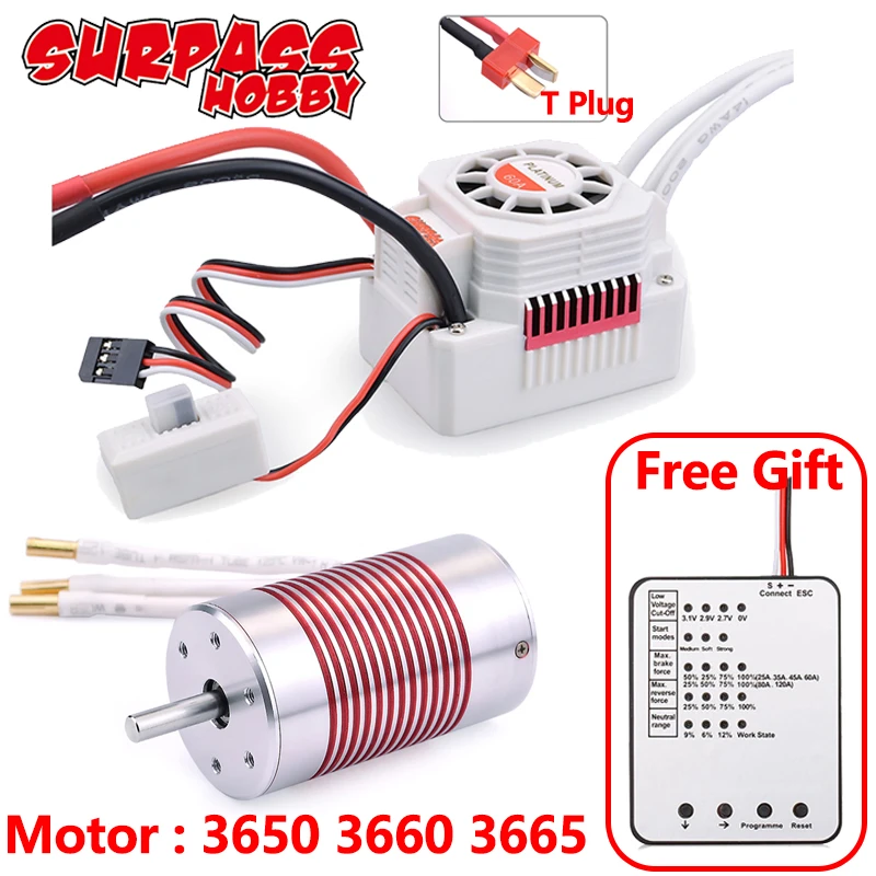 Surpass Hobby Waterproof Combo Esc Brushless Motor 3650 3660 3665 With ...
