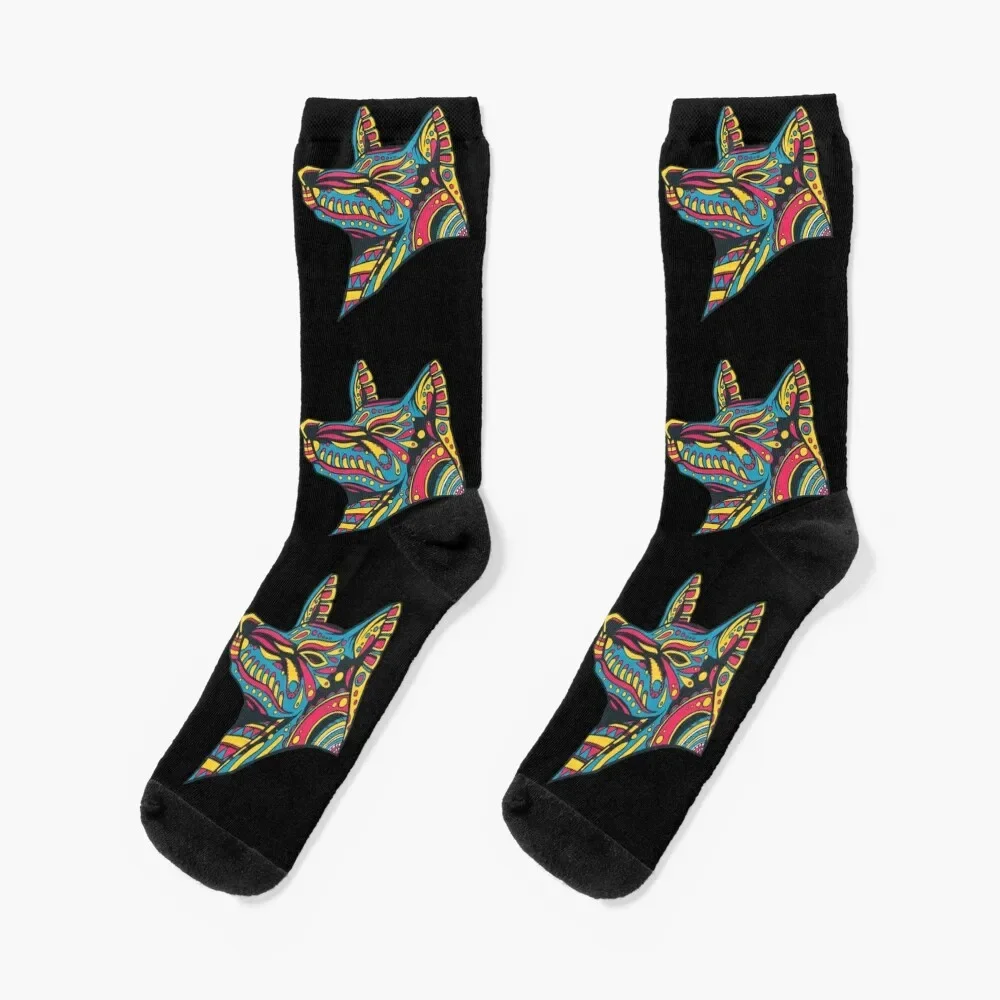 Colorful-Huichol-Wolf-Socks-winter-fashionable-Toe-sports-Socks-Ladies ...