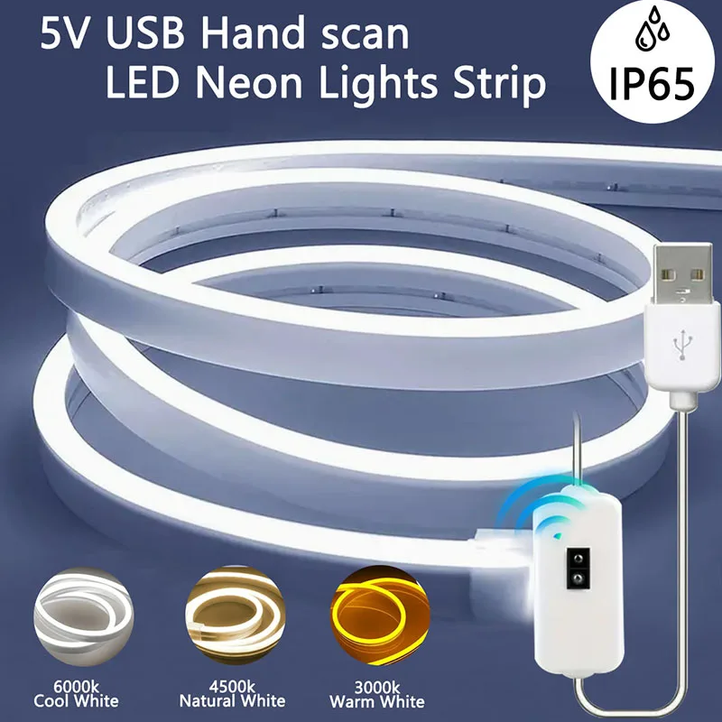 LED-Neon-Lights-Strip-Motion-Sensor-Hand-Scan-Switch-USB-Powered ...