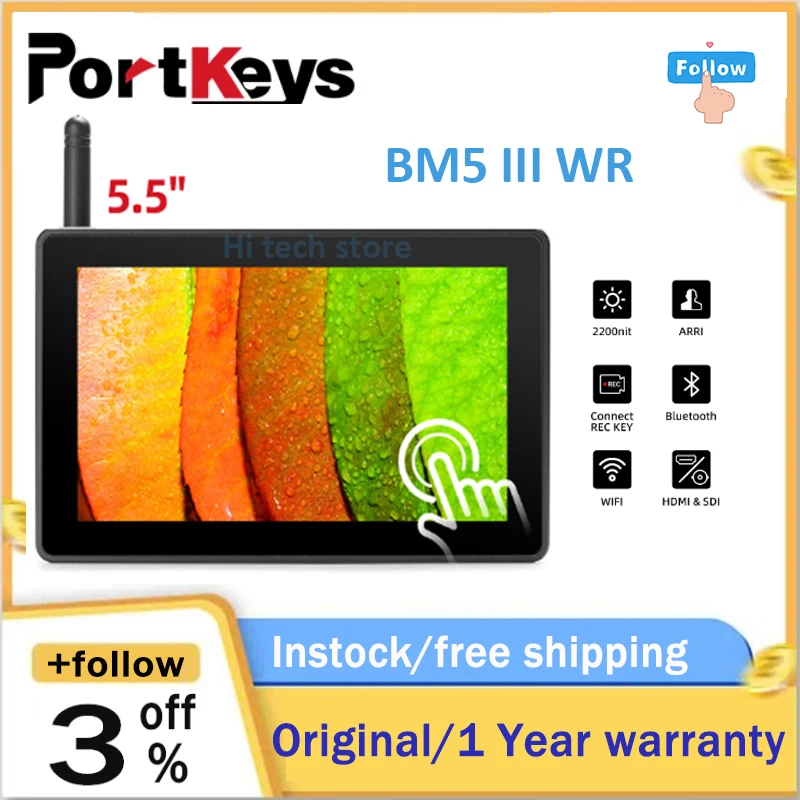 Portkeys BM5 III WR 5.5 Inch Portable Monitor Dslr WiFi Bluetooth Control Camera RED Komodo ...