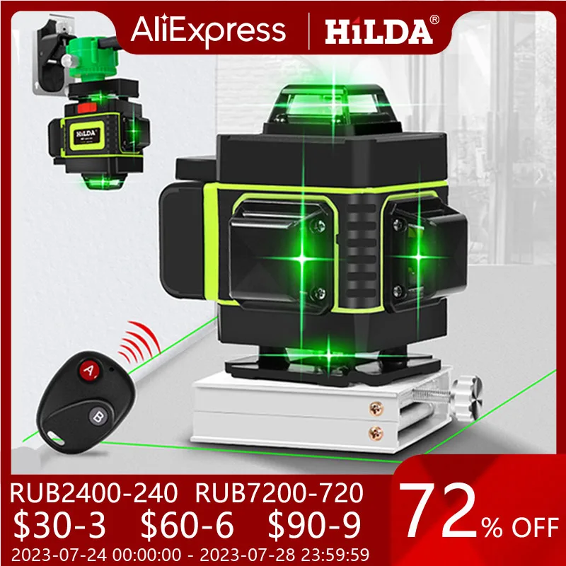 16-12-Lines-4D-Laser-Level-green-line-SelfLeveling-360-Horizontal-And ...