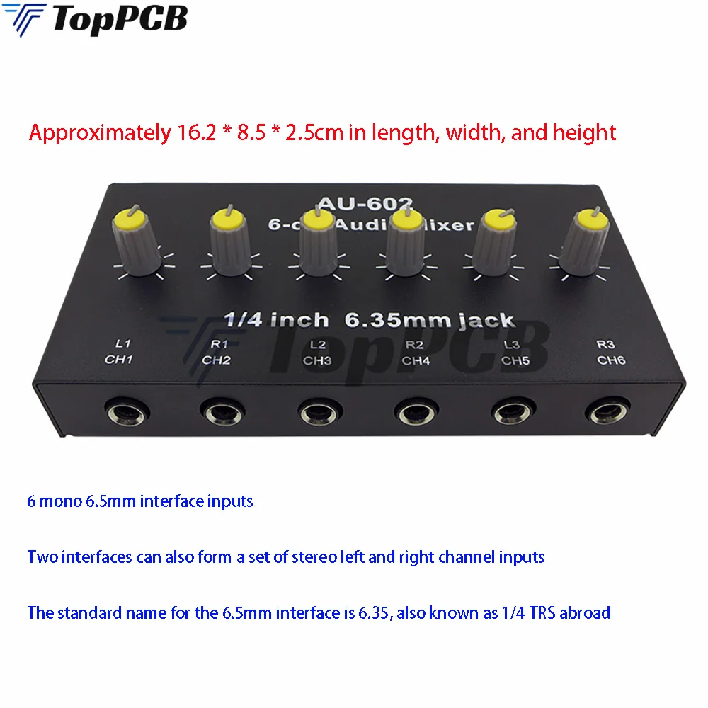 6-Way Stereo Signal Mixer Board Headphone Amplifiers Sound Mixing ...