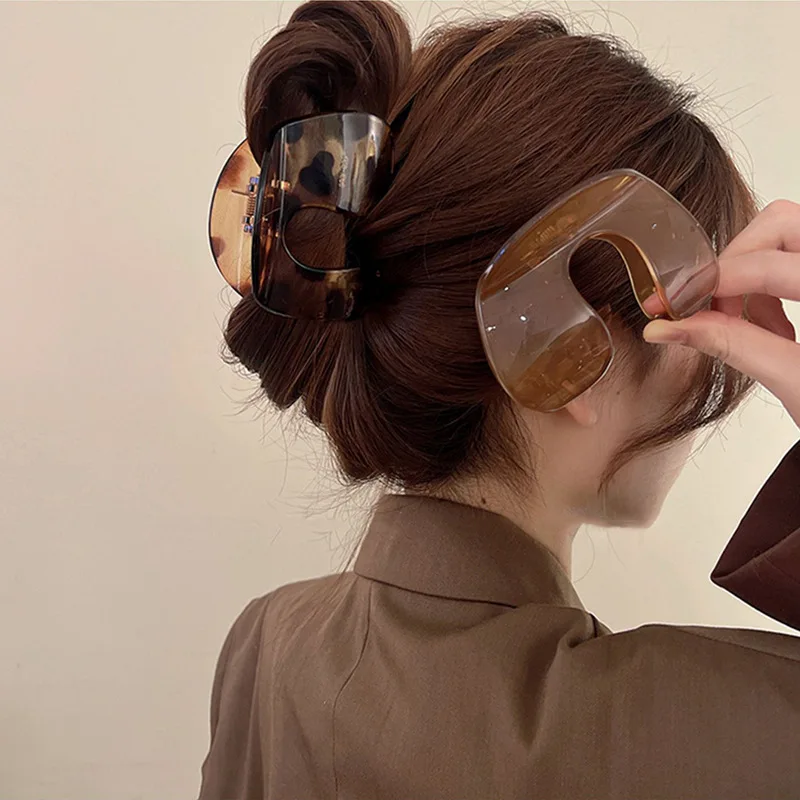 New Retro Solid Color U-shaped Grip Clip Korean Geometric Ladies Sweet ...